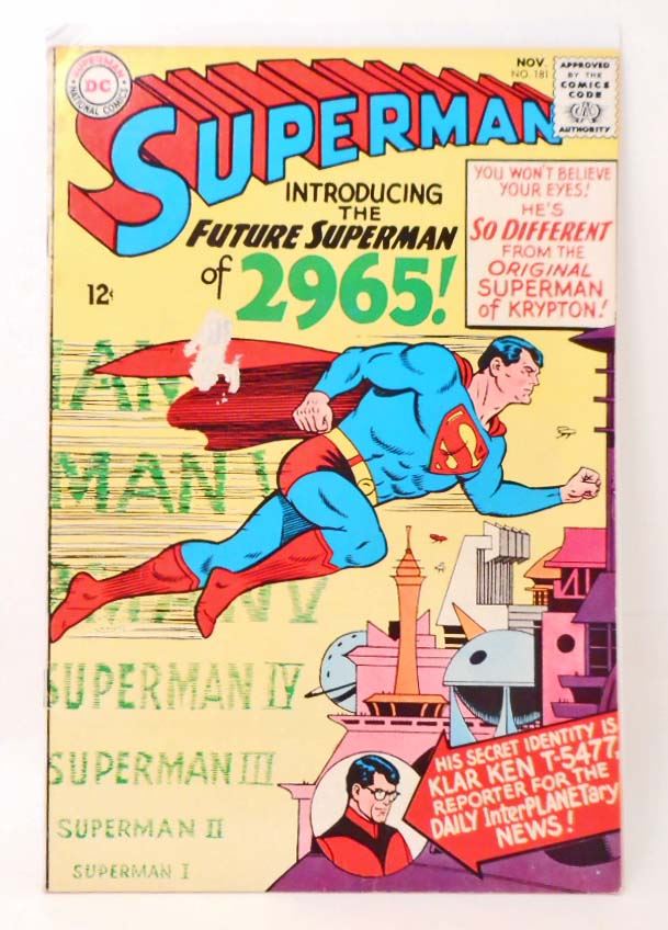 1965 SUPERMAN COMIC BOOK NO. 181 - 12 CENT COVER