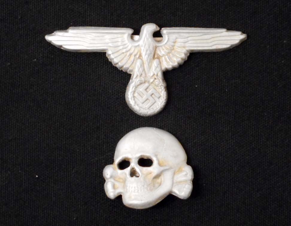 PAIR OF NAZI GERMAN SS HAT BADGES