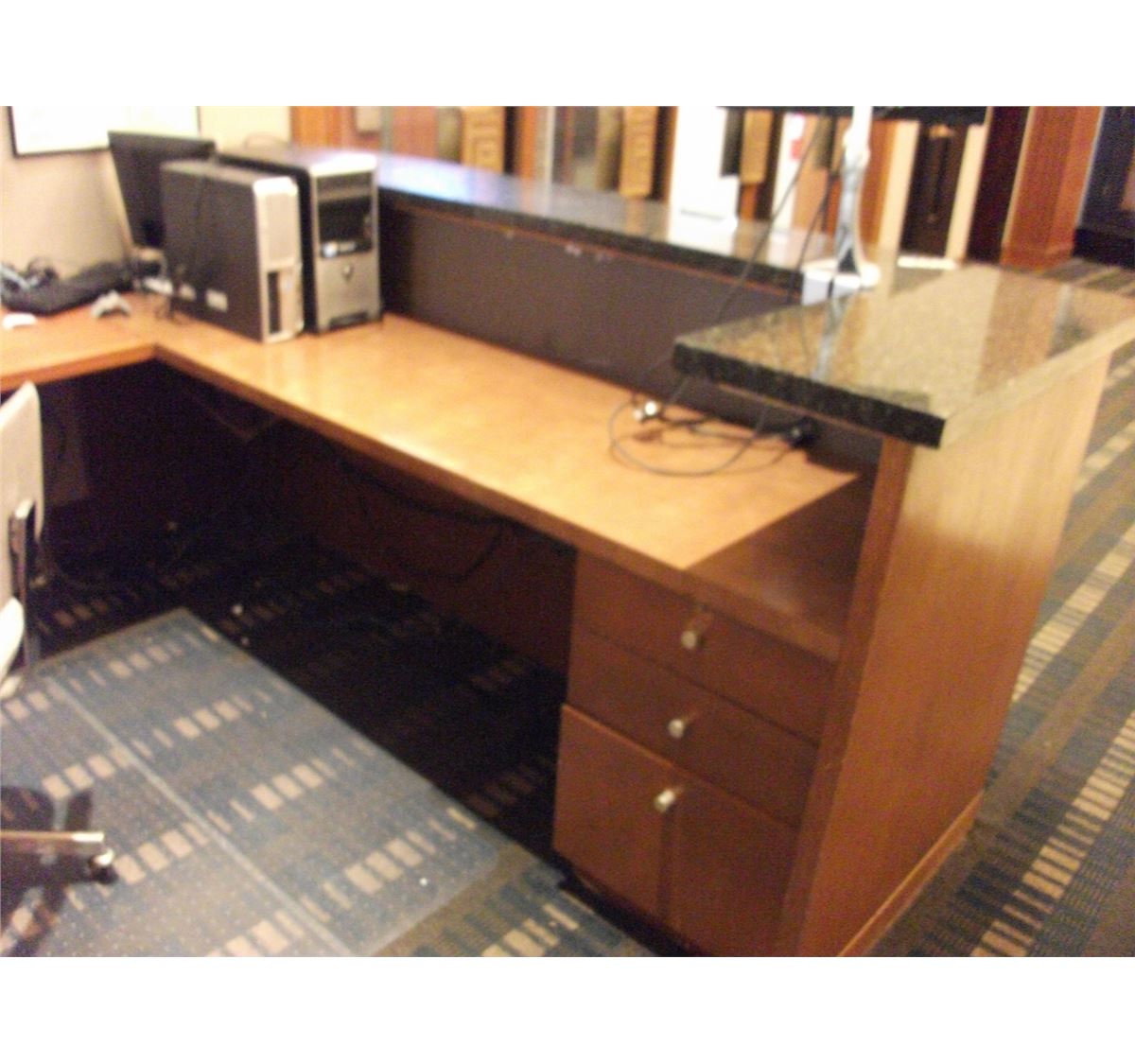 FRONT RECEPTION COUNTER WITH GRANITE STYLE COUNTERTOP
