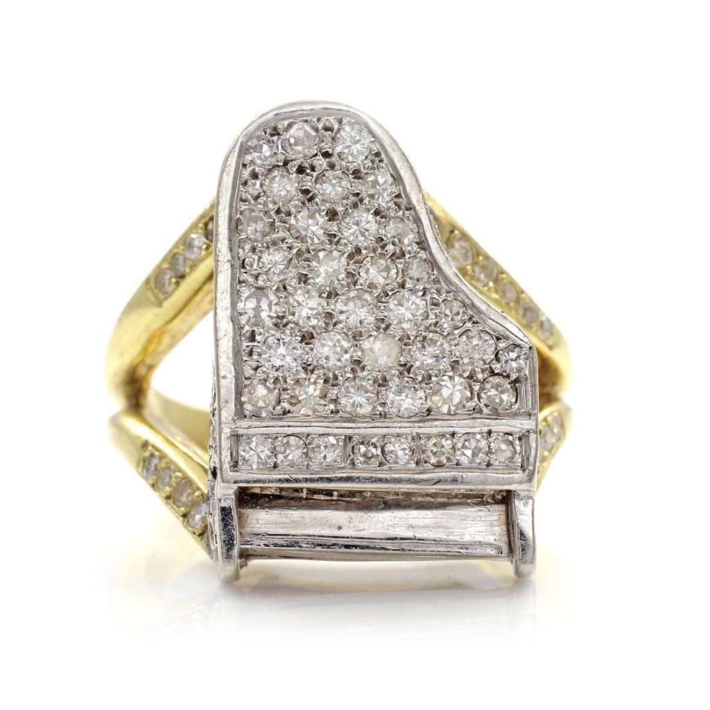 18k Gold Diamond Piano Ring