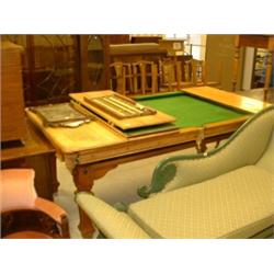 88" OAK SNOOKER TABLE WITH 5 LEAF DINING ROOM TABLE TOP COMPLETE WITH ...