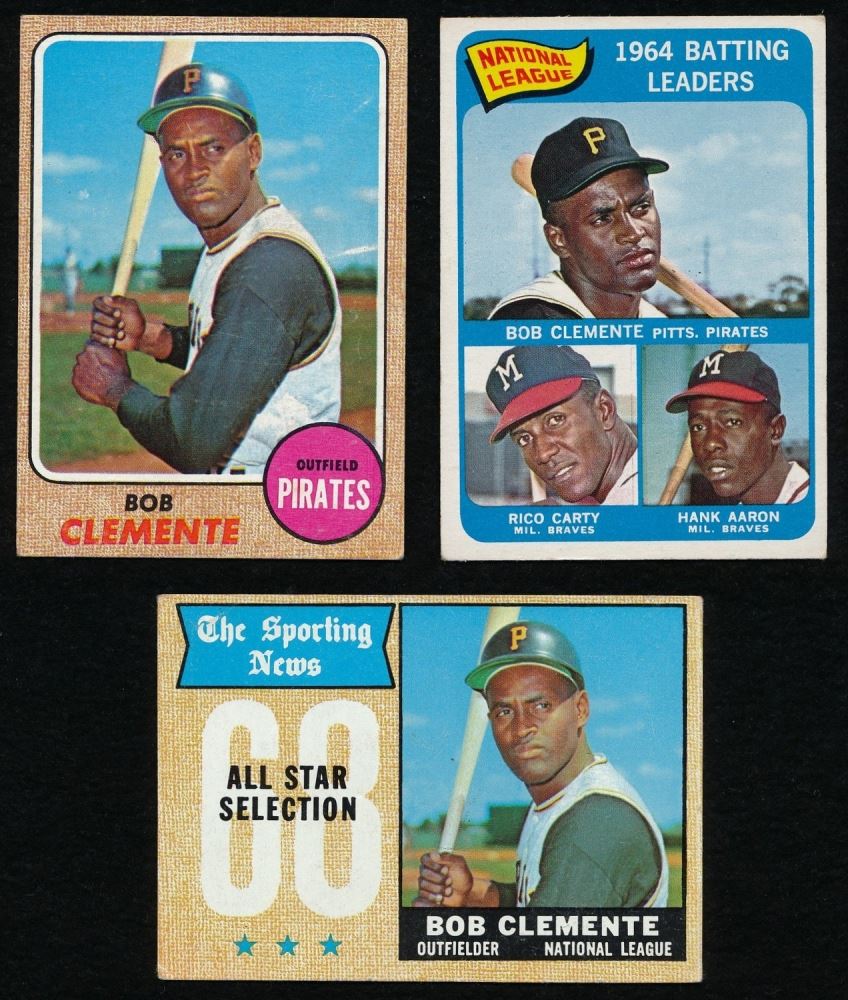 Lot of (3) Baseball Cards with 1968 Topps #374 Bob Clemente AS, 1968 ...