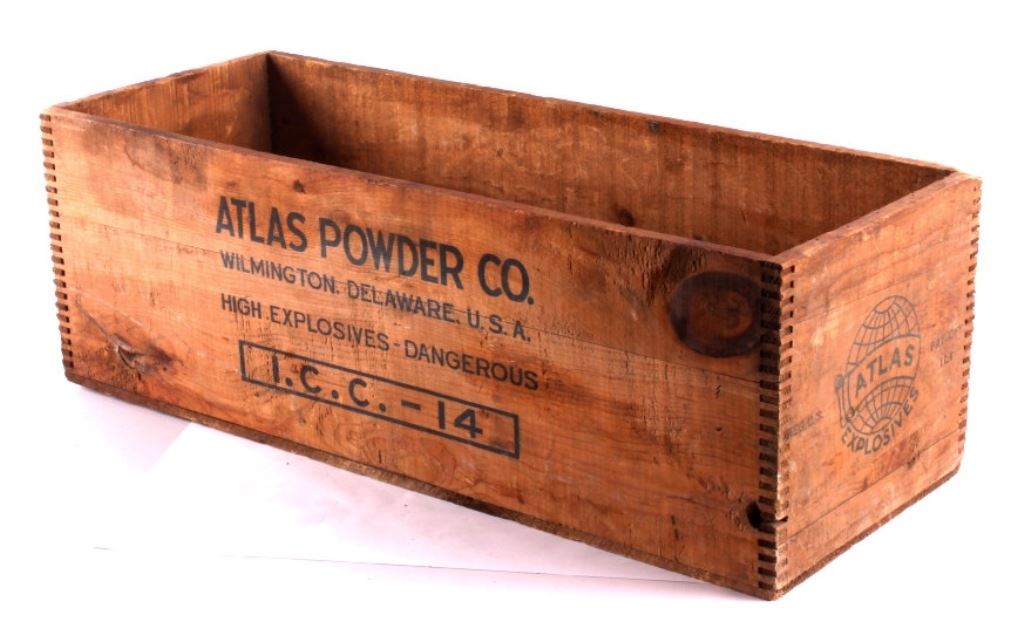 Dupont and Atlas Wooden Dynamite Boxes