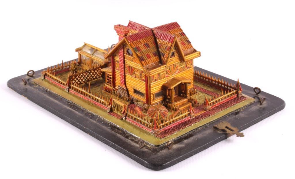 Folk Art Toothpick Model House with History 1937