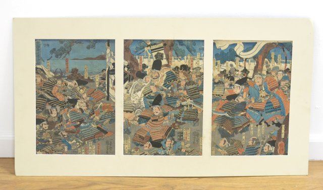 Three Panel Japanese Woodblock prints
