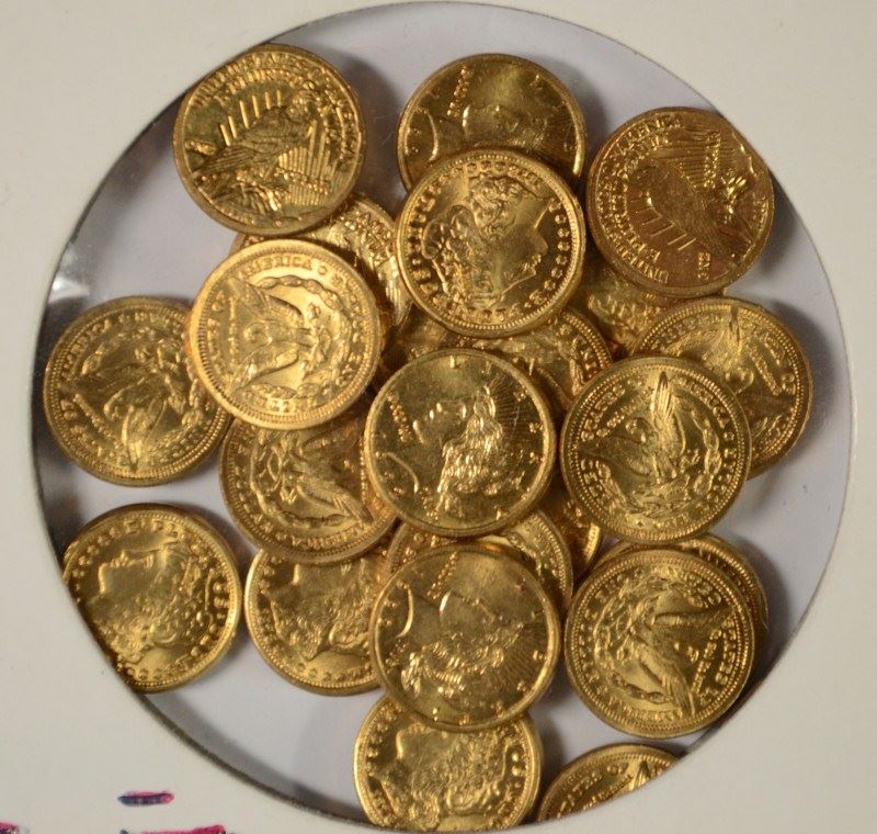 25 MINI REPLICA MORGAN & PEACE GOLD TONED