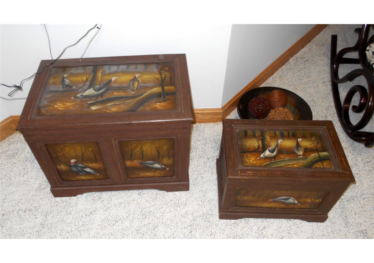 Hand painted storage trunks
