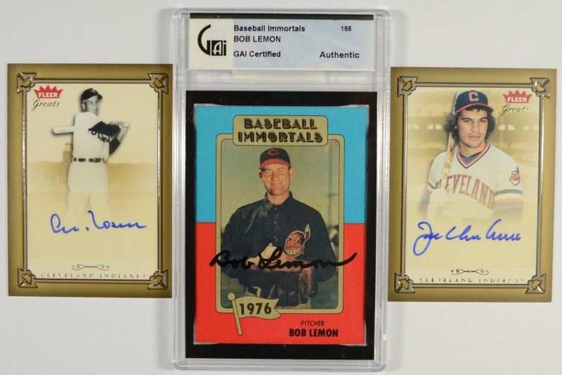 THREE CLEVELAND ICON - JOE CHARBONEAU, AL ROSEN & BOB LEMON HOFer ...