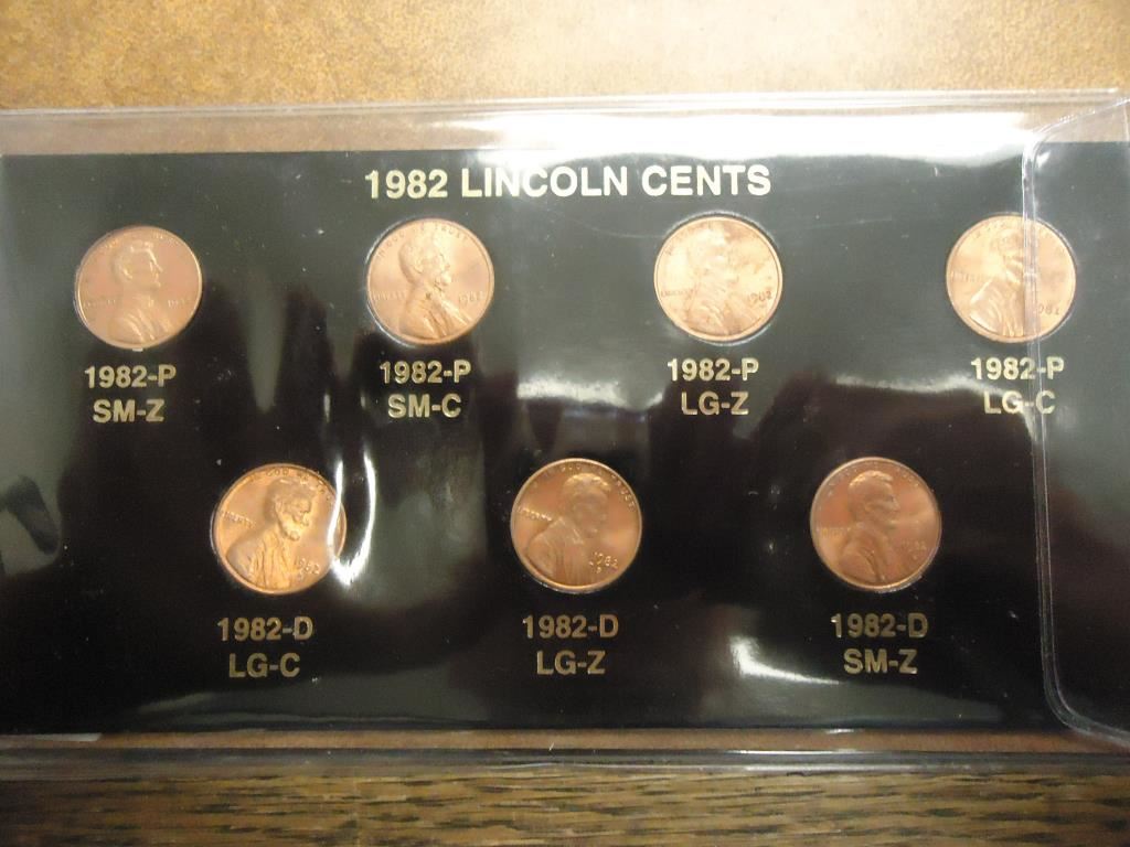 1982-7 VARIETIES LINCOLN CENT SET (UNC)