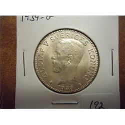 1939 G Sweden Silver 2 Kroner