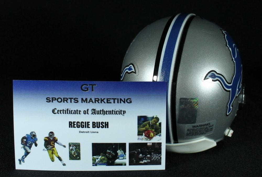 Reggie Bush Signed Lions Mini-Helmet (GTSM COA)