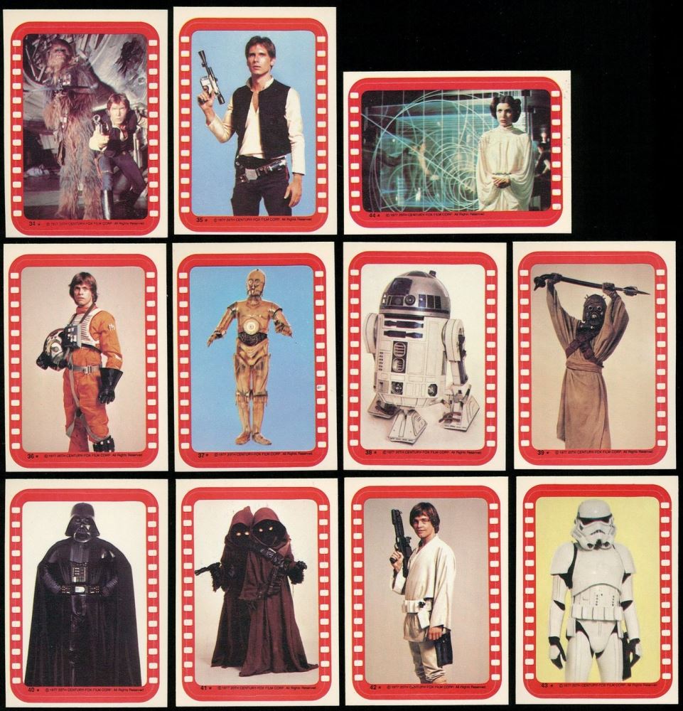 1977 Topps Star Wars Sticker Complete Set of (11) Cards