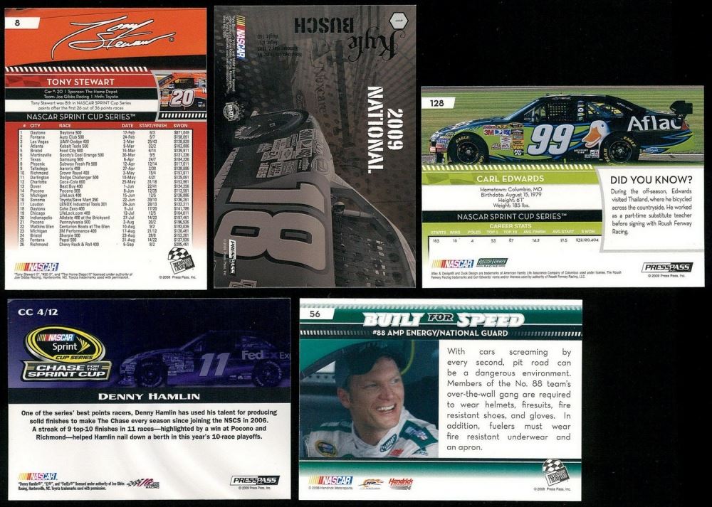 Lot of (5) Signed NASCAR Trading Cards with Dale Earnhardt Jr., Tony ...