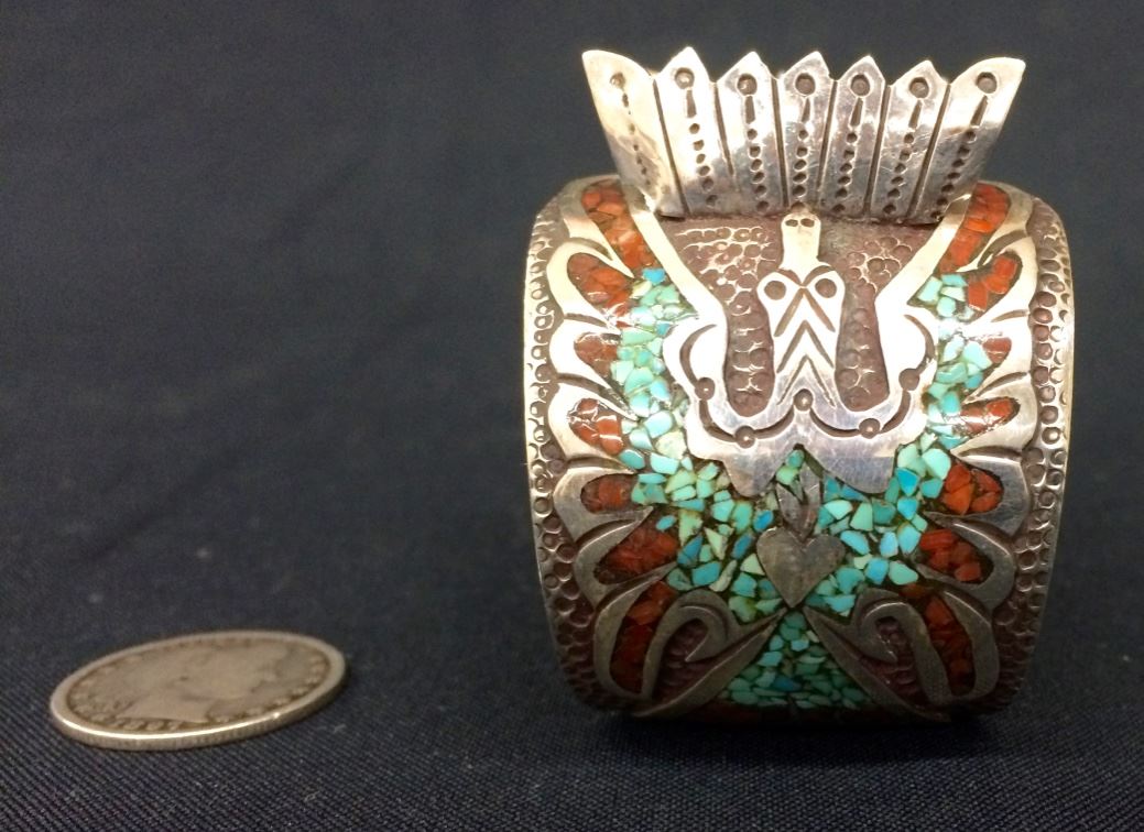 Vintage Chip Inlay Navajo Watch Cuff