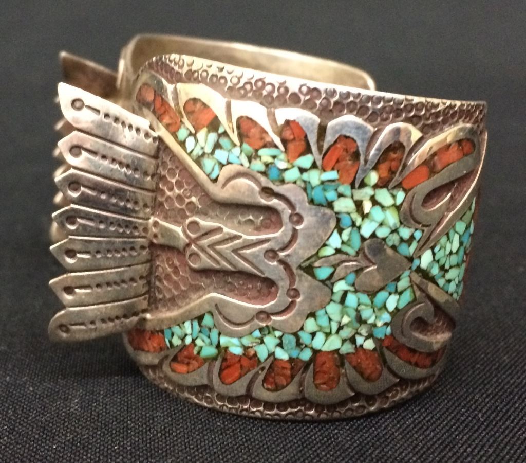 Vintage Chip Inlay Navajo Watch Cuff