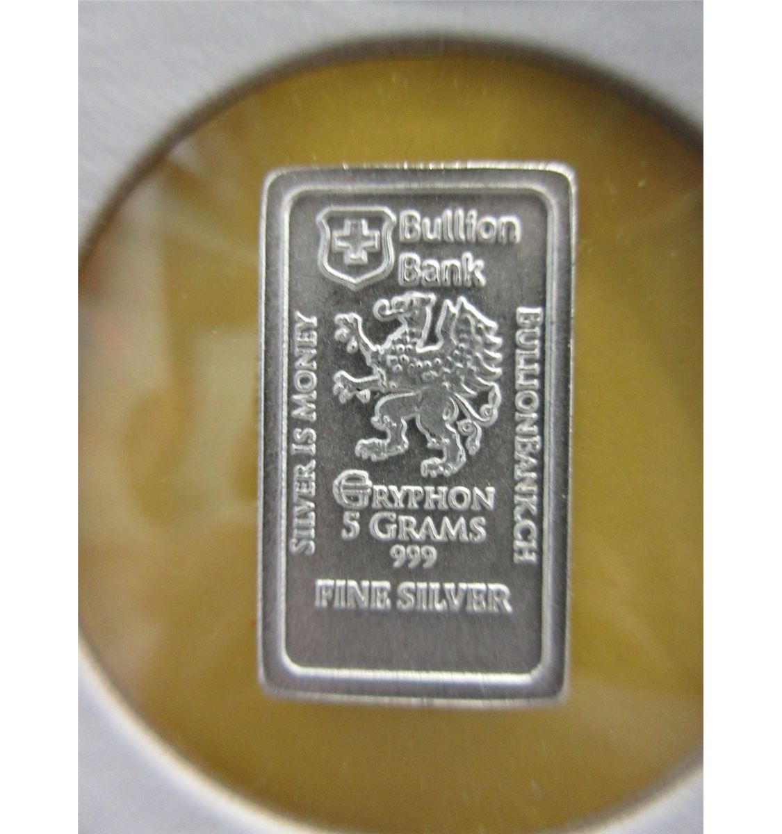 5 Gram .999 Fine Silver Gryphon bar - Swiss Mint