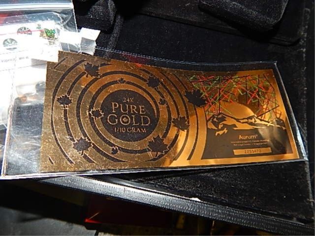 GOLD NOTE - .999 FINE GOLD .1GM MAPLE LEAF NOTE