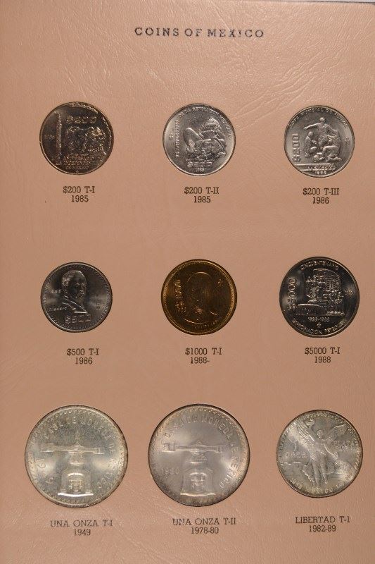 BEAUTIFUL MEXICO TYPE SET PESO COINS IN DANSCO ALBUM, COMPLETE 56 COINS ...