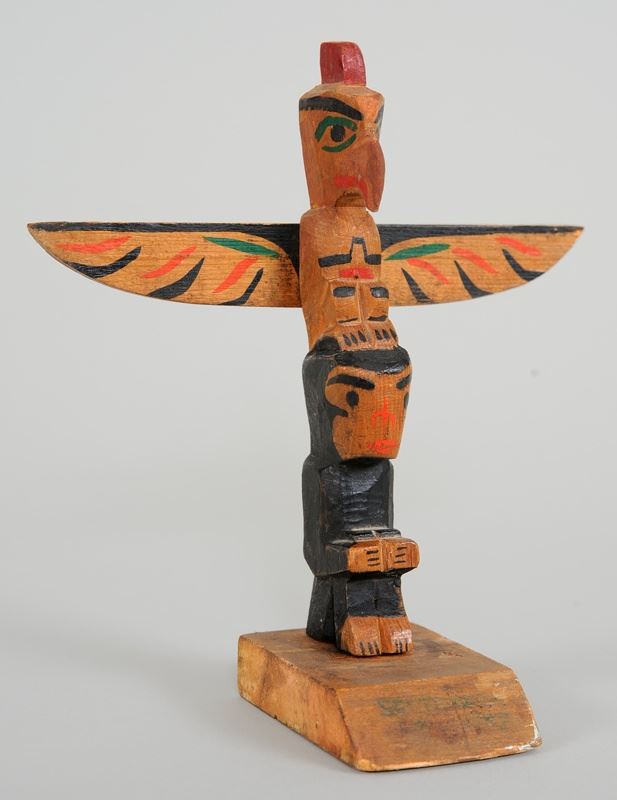 Ellen Neel Totem Carved with Thunderbird and Human Sept. '52 Stamped ...