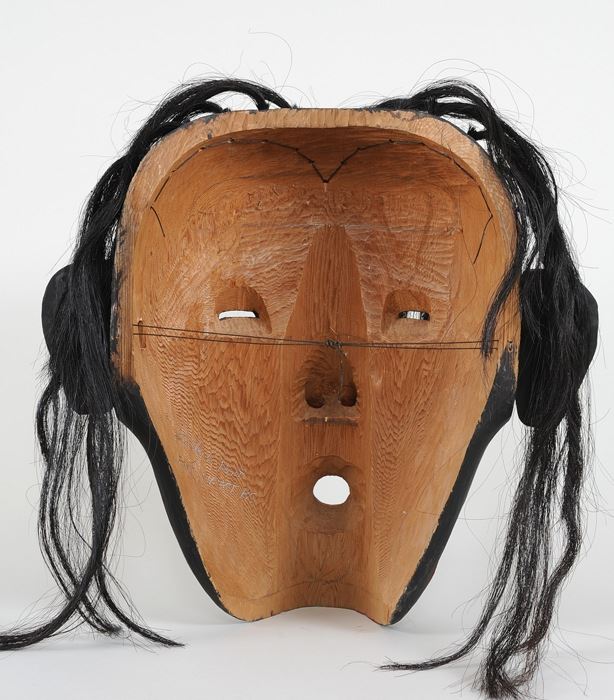 Stan Hunt Kwagiulth D'sonoqua Mask Carved with a Frog on the Bottom and ...