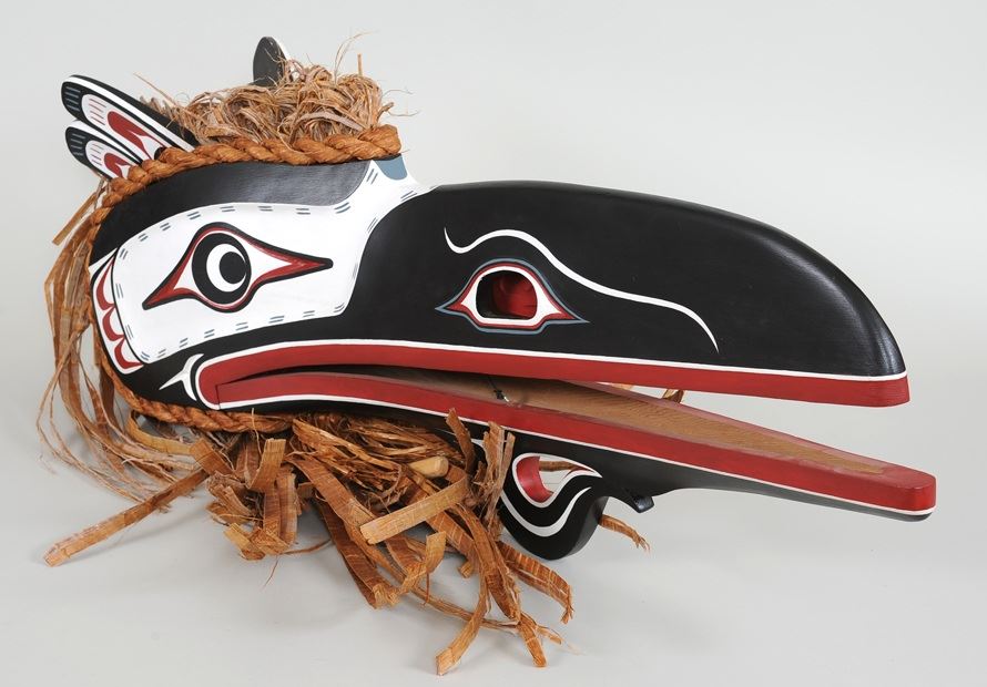 Northwest Coast Articulated Raven Mask Carved by Don Svanvik 36" L. 32 ...