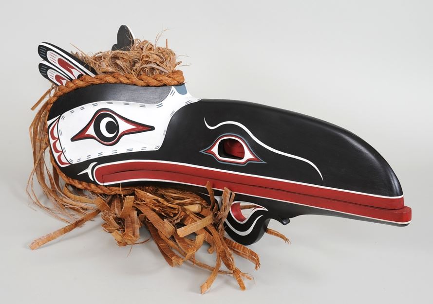 Northwest Coast Articulated Raven Mask Carved by Don Svanvik 36" L. 32 ...