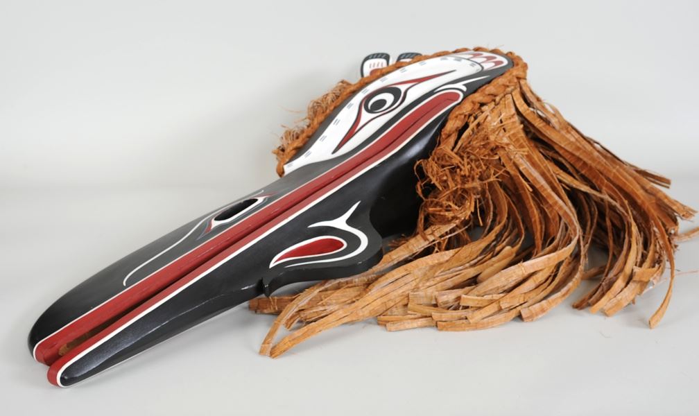 Northwest Coast Articulated Raven Mask Carved by Don Svanvik 36" L. 32 ...