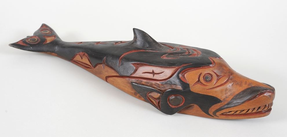 Simon Charlie Carved Maple Wood Fish Club Depicting a Shark - Signed 16 ...