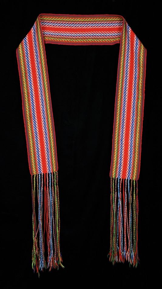 19TH C. Metis Finger Woven Assumption Sash 131" L. 6 1/2" W. Good Condition