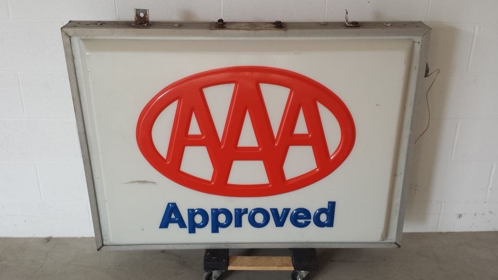 AAA Approved Plastic Light Up Sign w Hanger 48x36