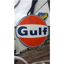 6ft Gulf Original Cast Ring and Pole (2) Signs
