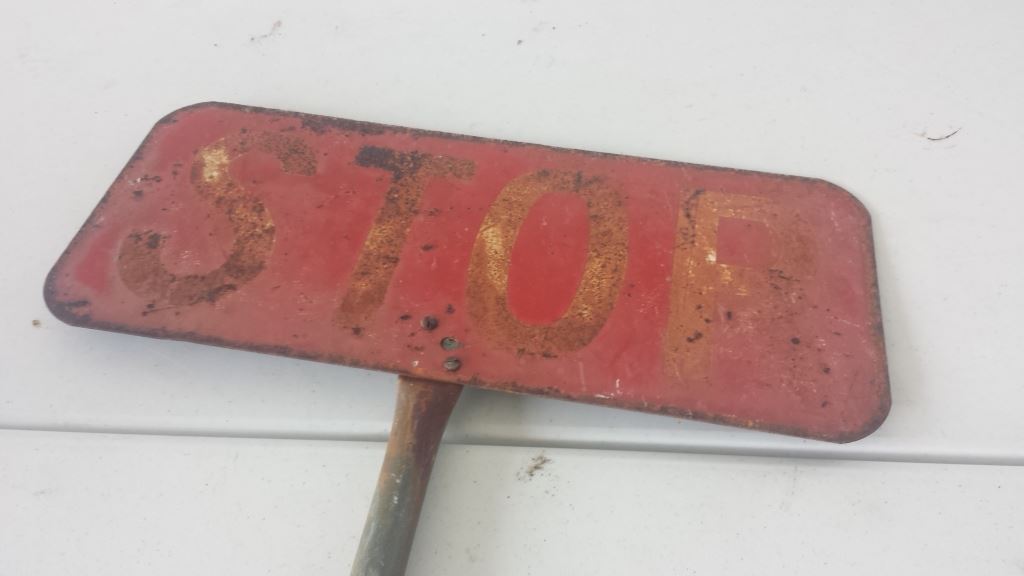 1950's Construction Flag Person Sign