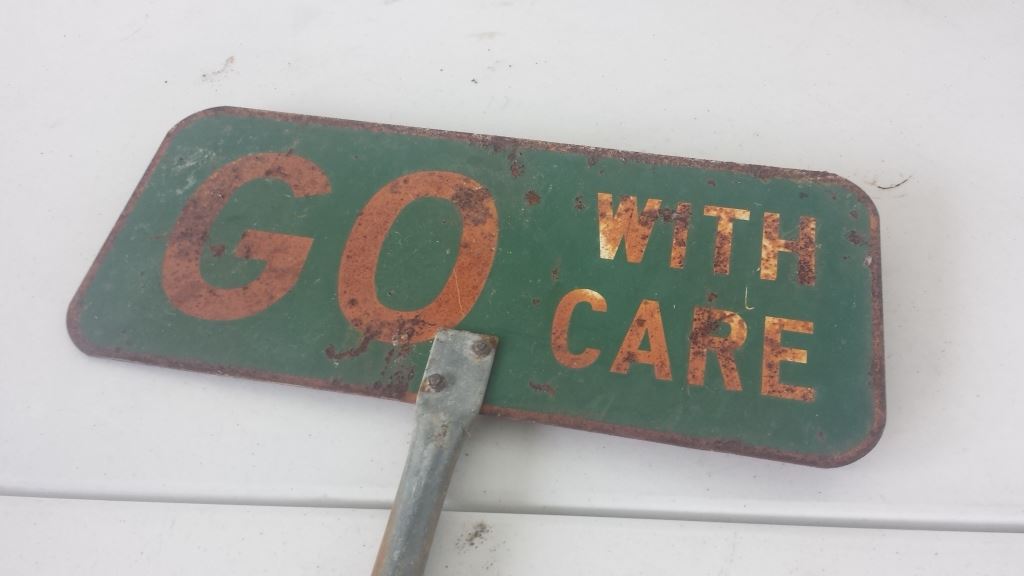 1950's Construction Flag Person Sign