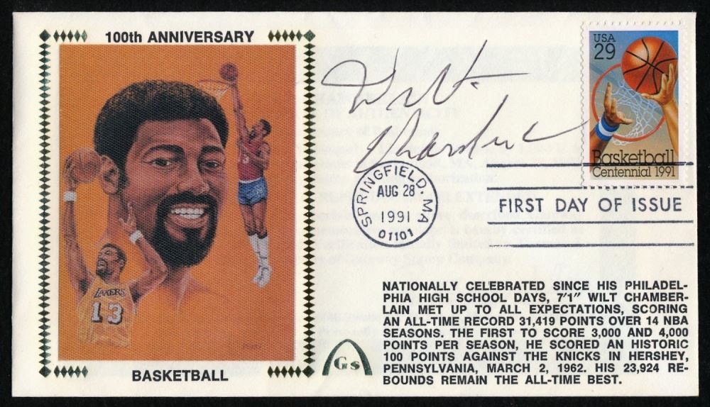 Wilt Chamberlain Signed "100th Anniversary" Gateway Stamp Company FDC ...