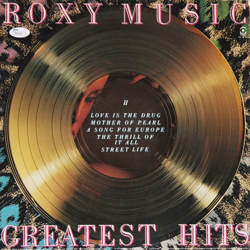 Bryan Ferry Signed "Roxy Music Greatest Hits" Record Album Cover (JSA COA)