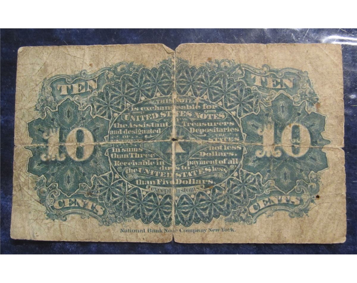 730. Series 1863 U.S. Ten Cent Fractional Currency. G-4. "Receivable ...