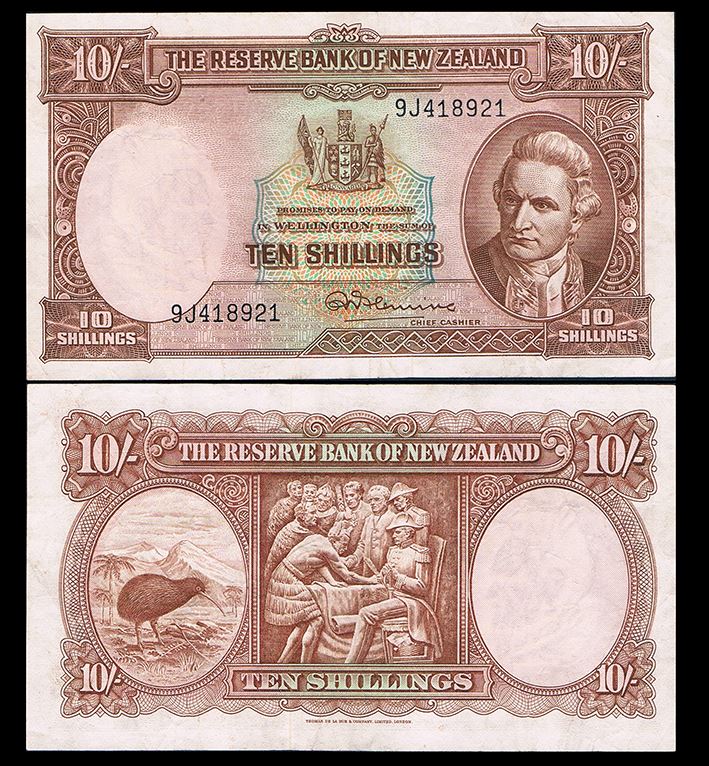 New Zealand 1956-67 Fleming Ten Shilling P-158c