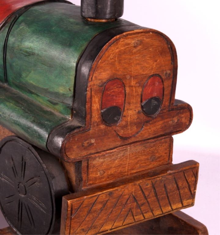 Antique Hand Carved Wooden Rocking Train
