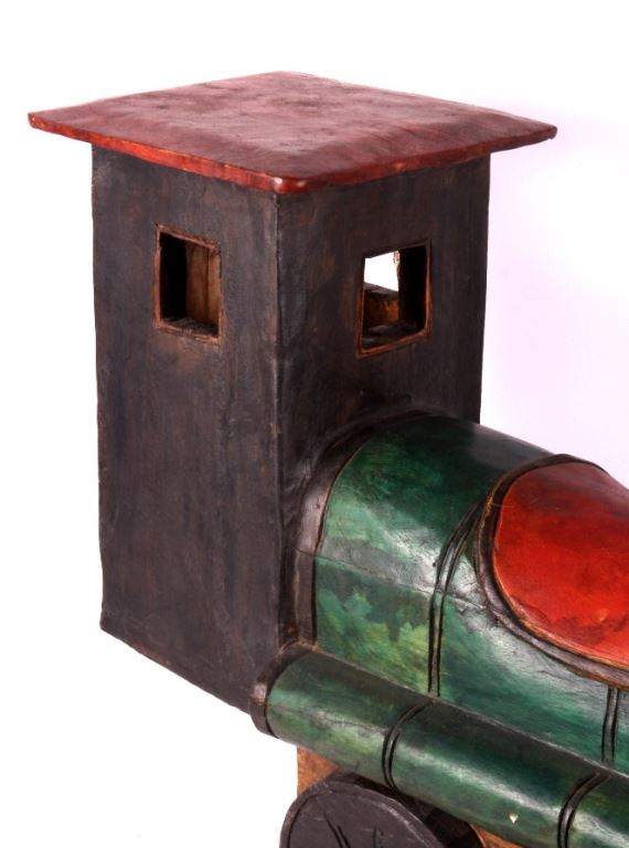 Antique Hand Carved Wooden Rocking Train