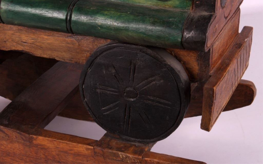Antique Hand Carved Wooden Rocking Train