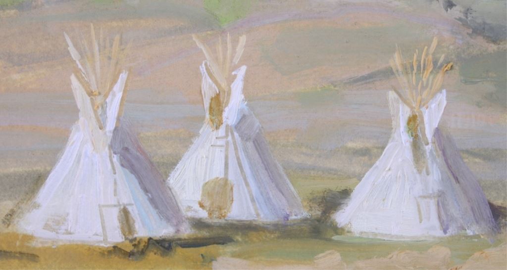 Dave Powell Original Indian Teepees Oil Painting