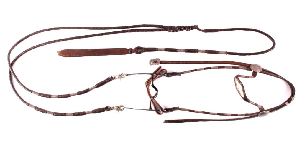 Antique Australian Silver Mounted Headstall Reins