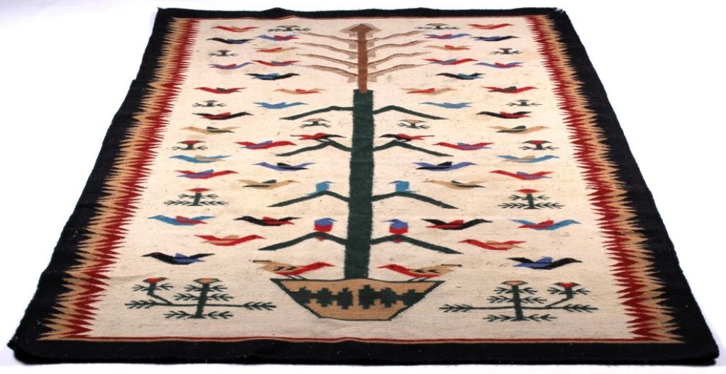 Navajo Tree of Life Pictorial Bird Wool Rug