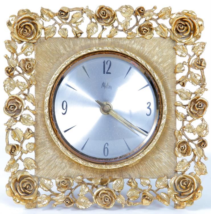 Vintage Matson Gold Floral Quartz Desk Clock