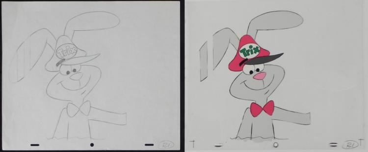 Orig Big Smile Art Cel Drawing Animation Trix Rabbit