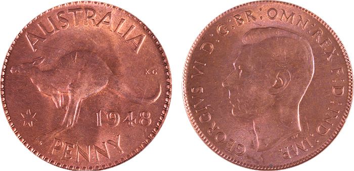 1948 Australian KGVI Penny - PCGS MS 66RB