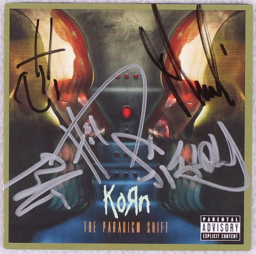 "Korn: The Paradigm Shift" CD Cover Signed by (5) With Ray Luzier ...