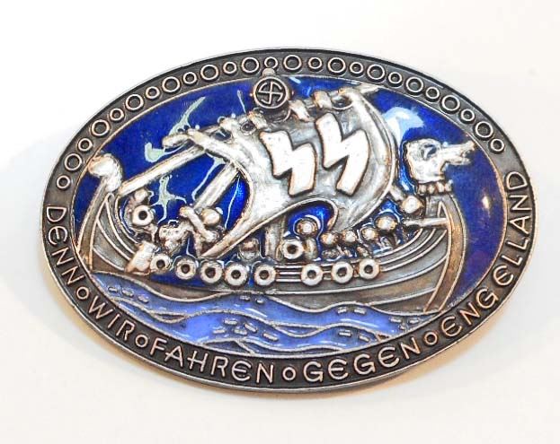 GERMAN NAZI WAFFEN SS VIKING SHIP BADGE