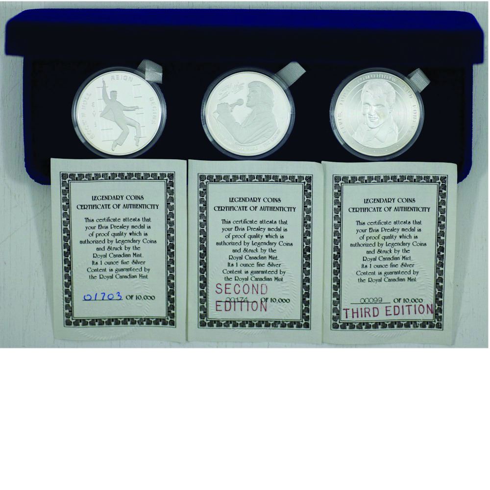 Elvis Presley 3-coin Medallion set featuring the King of Rock N Roll in ...