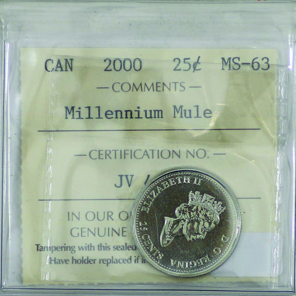 25-cent 2000 Millennium Mule ICCS MS-63